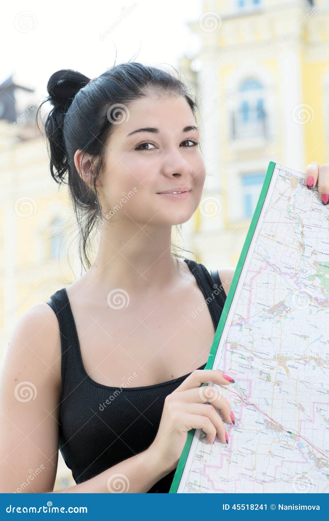 Woman with map in hands stock image. Image of casual - 45518241