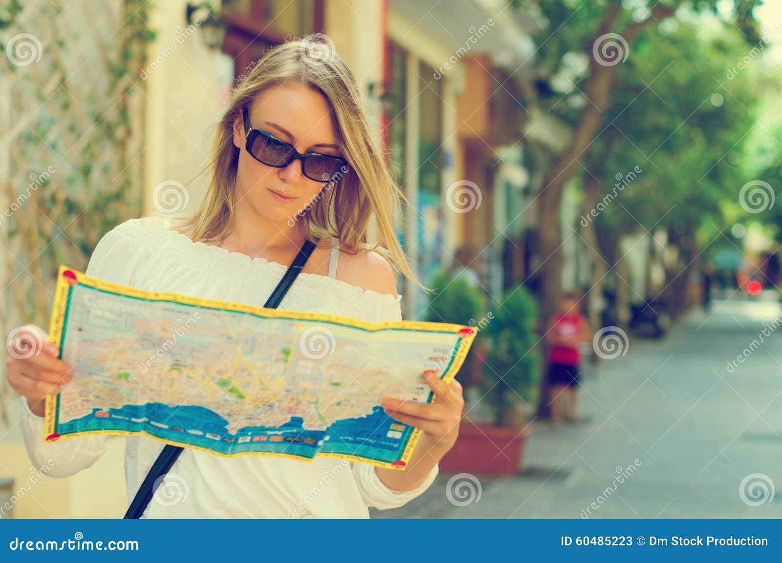 Woman with Map in the Street. Stock Image - Image of european ...