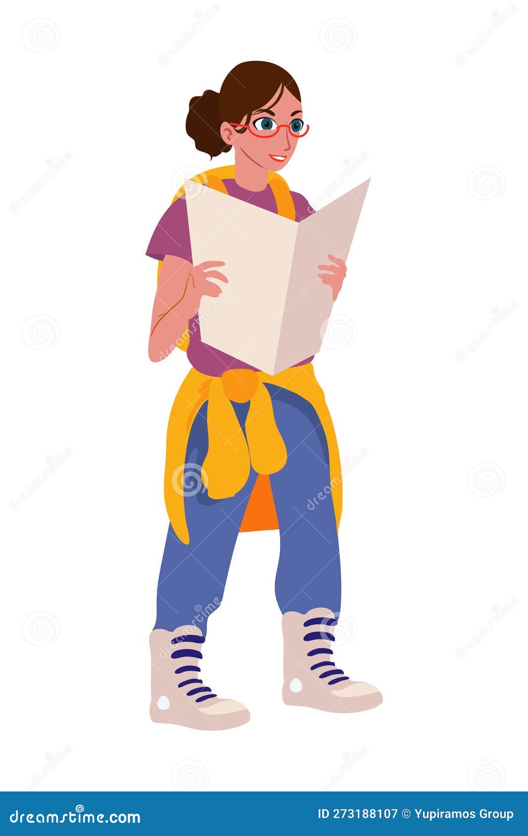 Woman with a map stock vector. Illustration of journey - 273188107