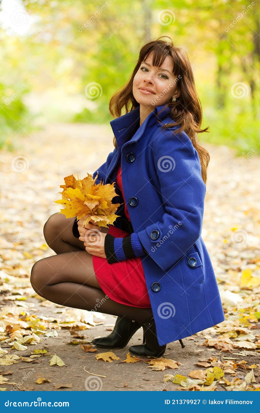 Woman with maple posy stock image. Image of posy, people - 21379927