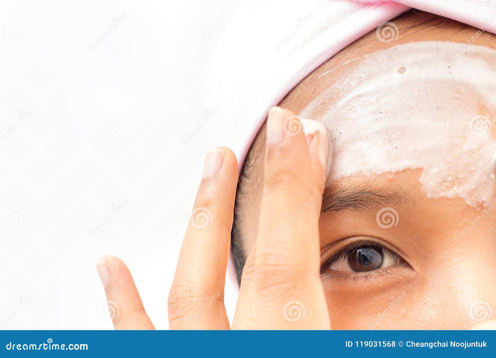 Woman is marking a face. stock photo. Image of skin - 119031568