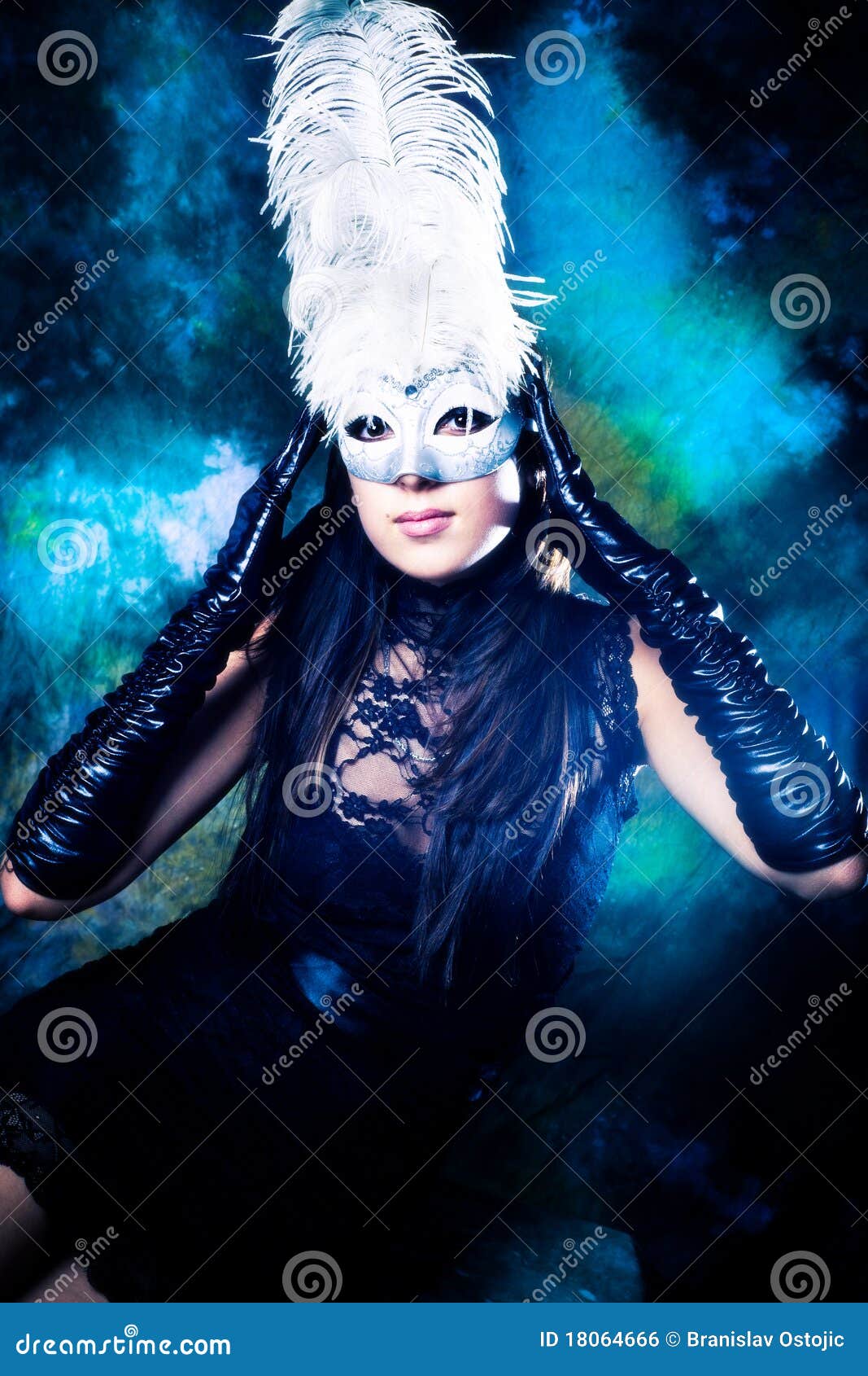 Woman with mask stock photo. Image of long, stylish, blue - 18064666