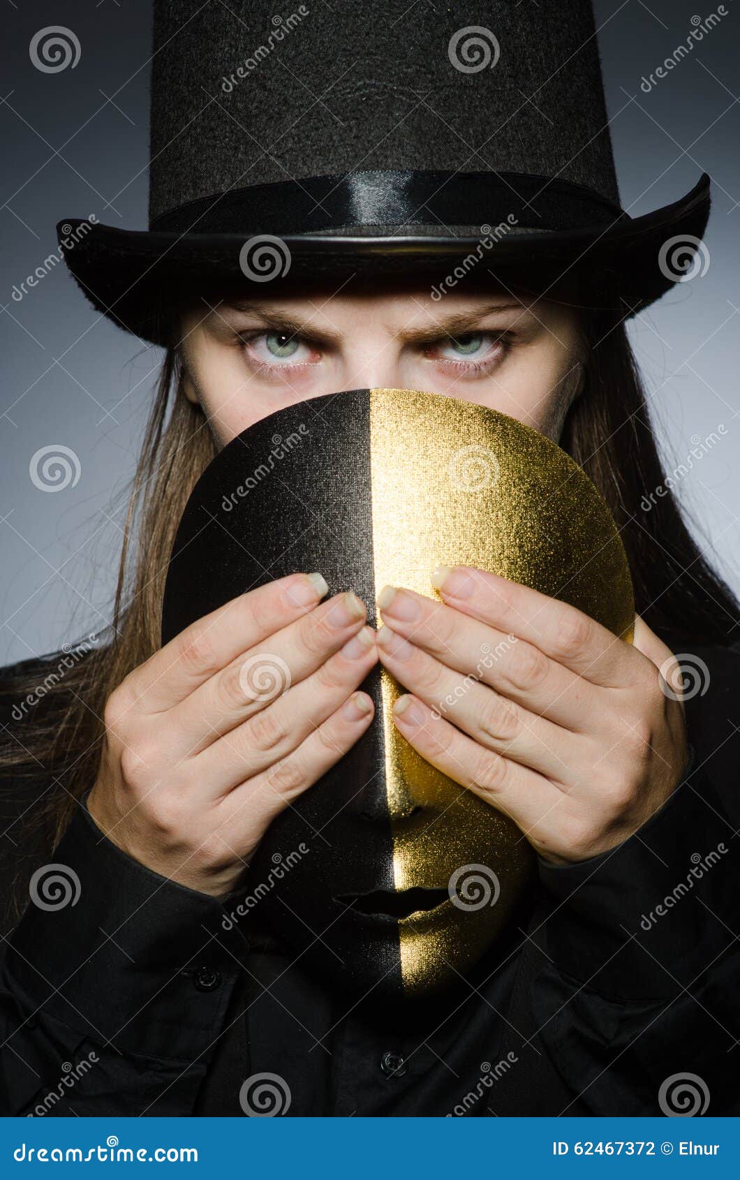 Woman with Mask in Funny Concept Stock Photo - Image of laughing ...