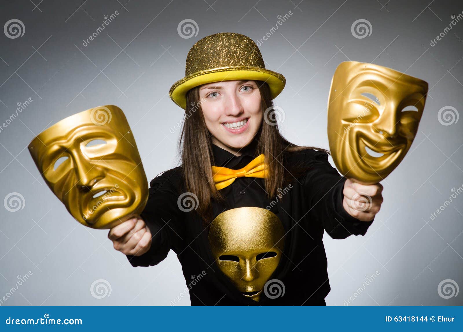 The Woman with Mask in Funny Concept Stock Photo - Image of costume ...