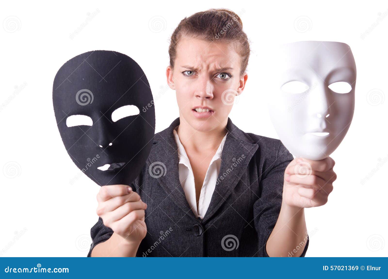 Woman with the Mask in Hypocrisy Concept Stock Image - Image of funny ...