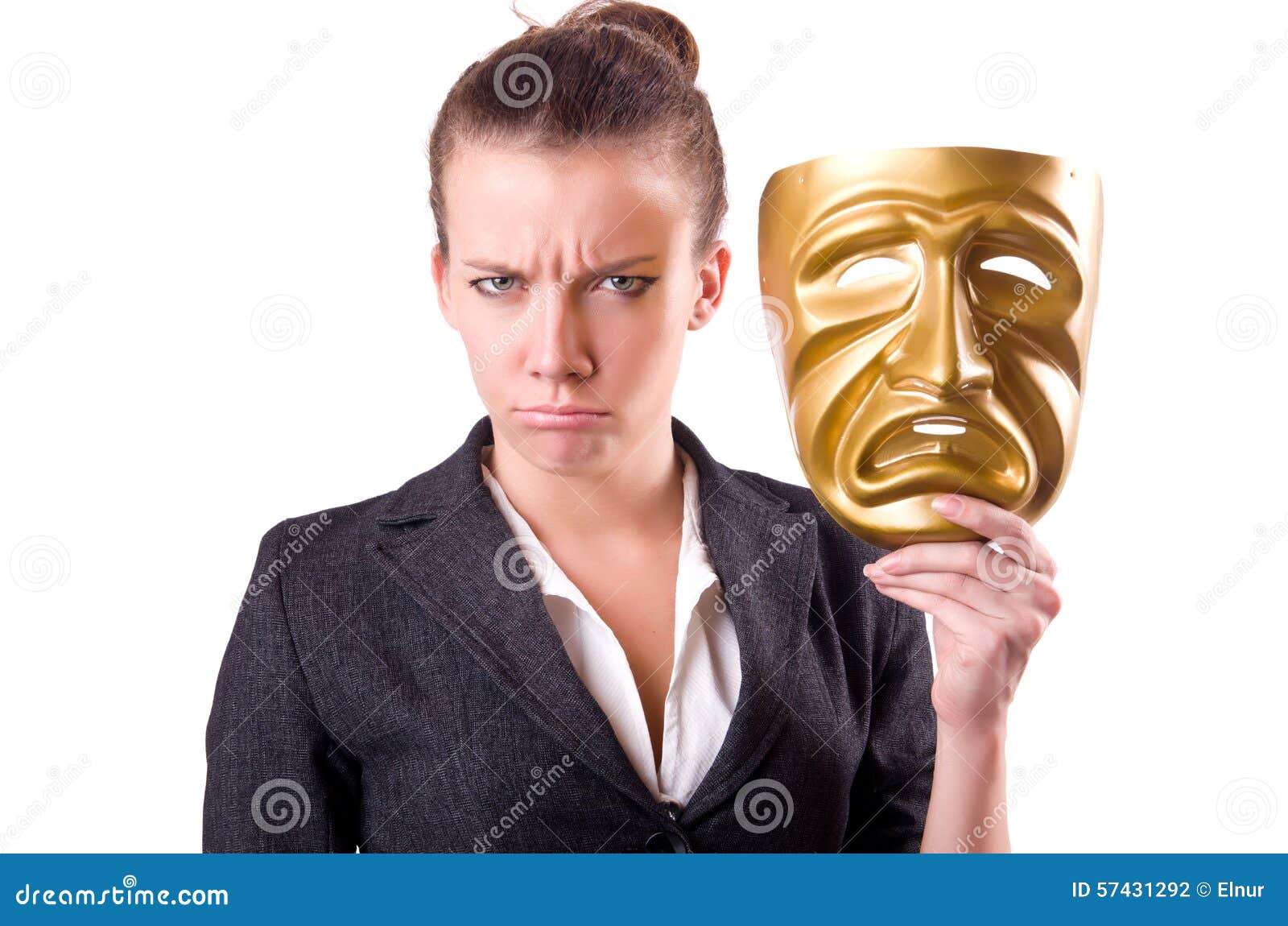 Woman with the Mask in Hypocrisy Concept Stock Photo - Image of ...