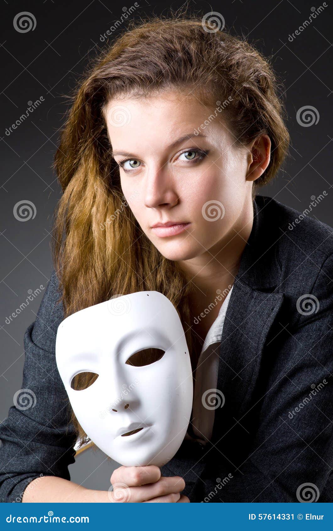 Woman with the Mask in Hypocrisy Concept Stock Image - Image of ...
