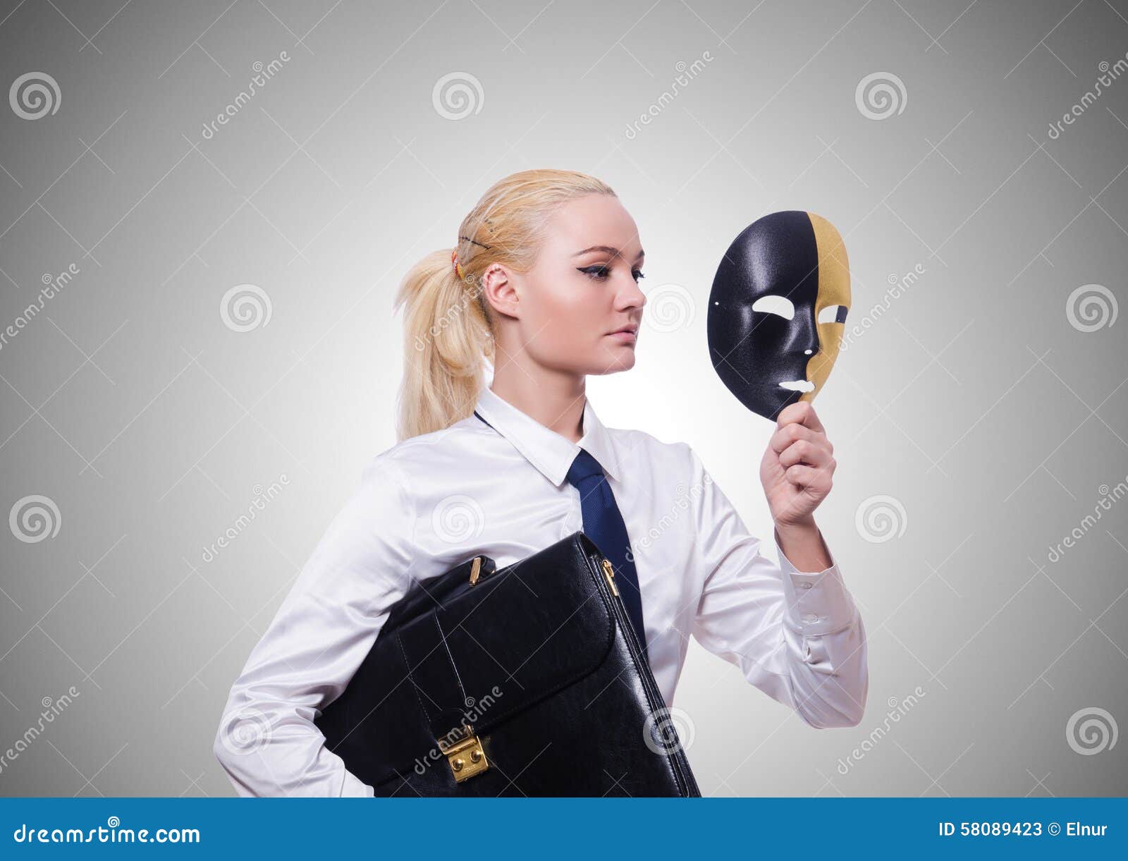 Woman with Mask in Hypocrisy Concept Stock Image - Image of adult ...