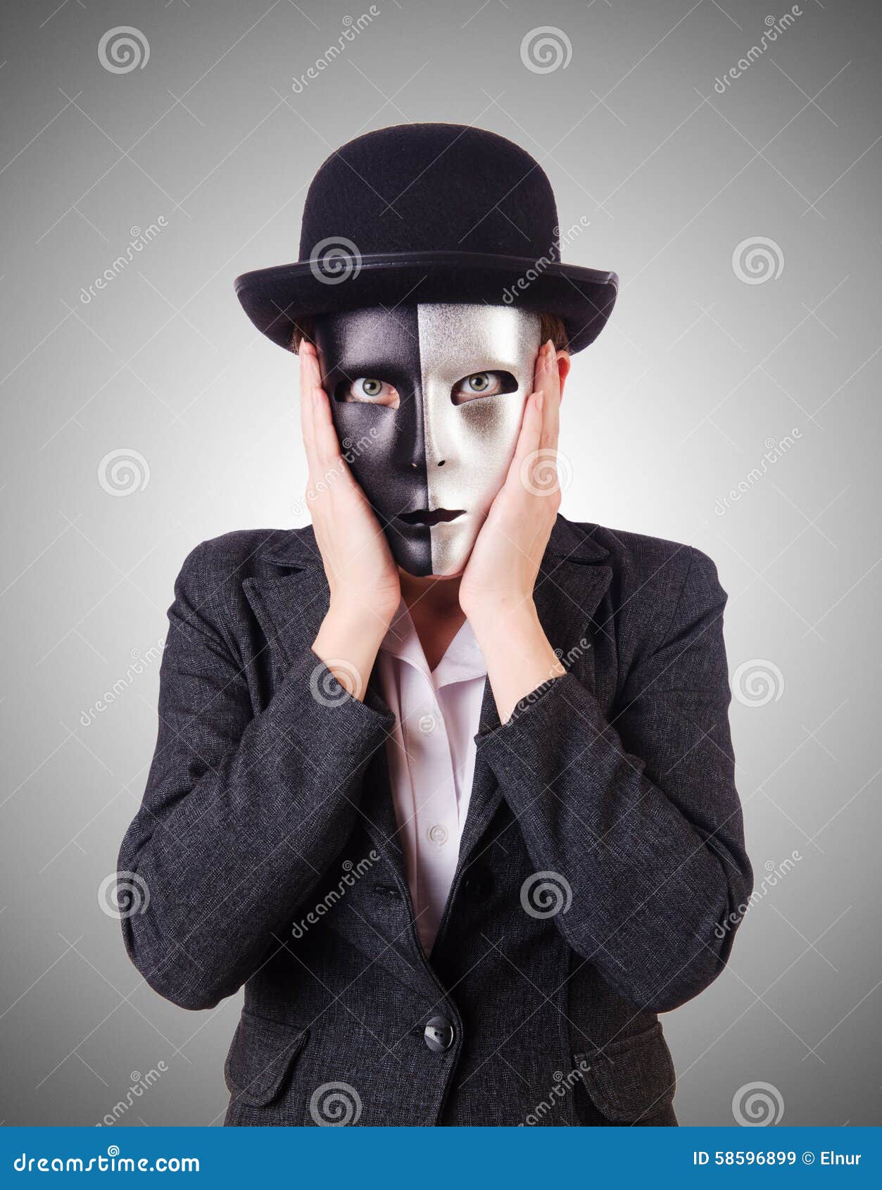 Woman with Mask in Hypocrisy Concept Stock Image - Image of face ...
