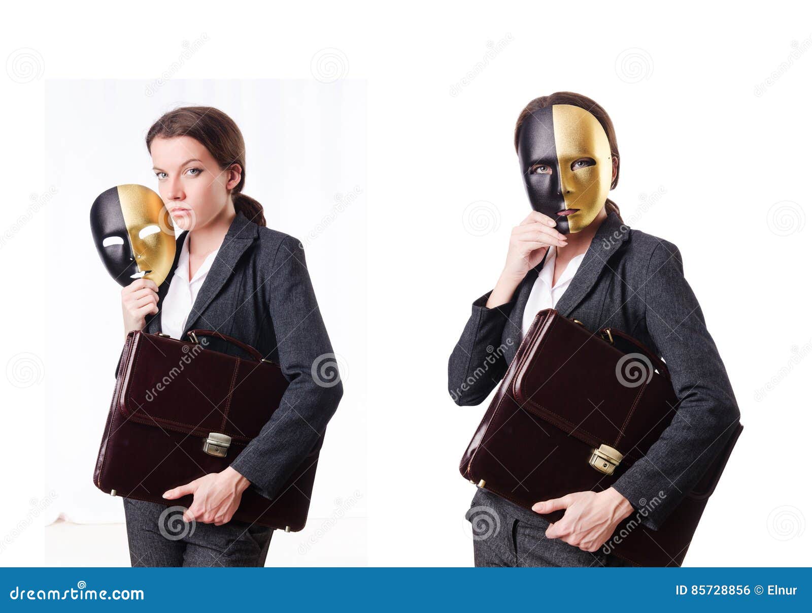 The Woman with Mask in Hypocrisy Concept Stock Photo - Image of ...