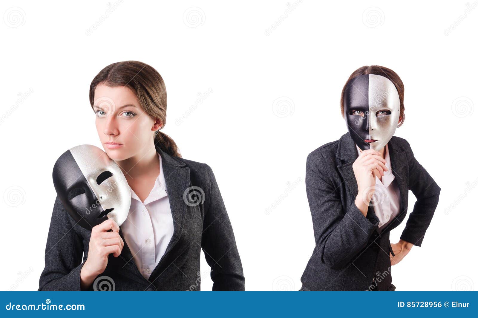 The Woman with Mask in Hypocrisy Concept Stock Photo - Image of female ...