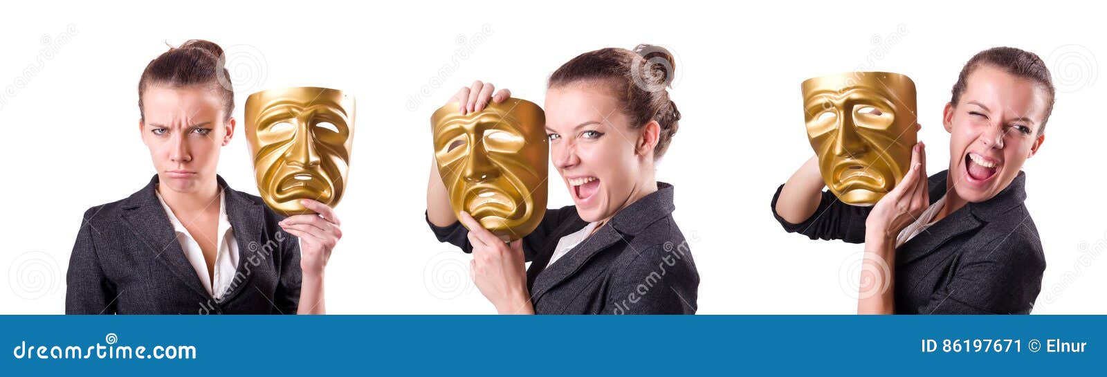 The Woman with Mask in Hypocrisy Concept Stock Image - Image of ...