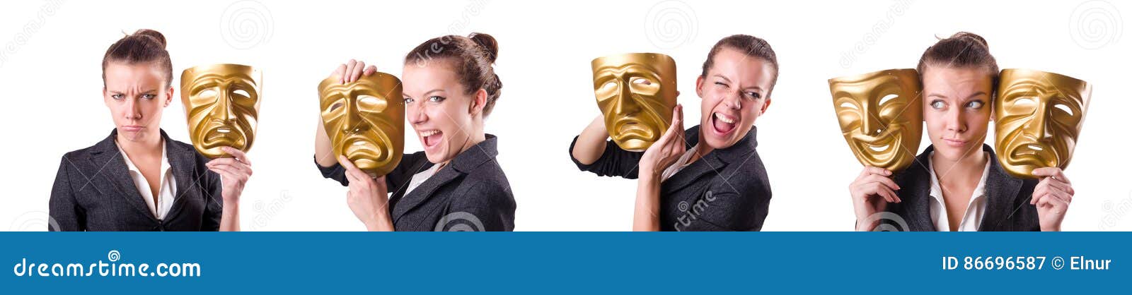 The Woman with Mask in Hypocrisy Concept Stock Image - Image of female ...