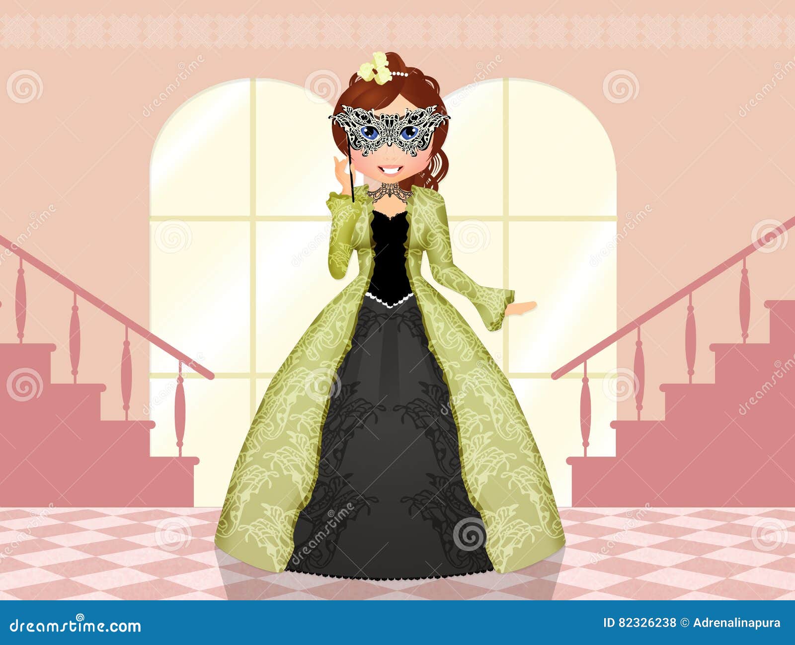 Woman at the masked ball stock illustration. Illustration of ...