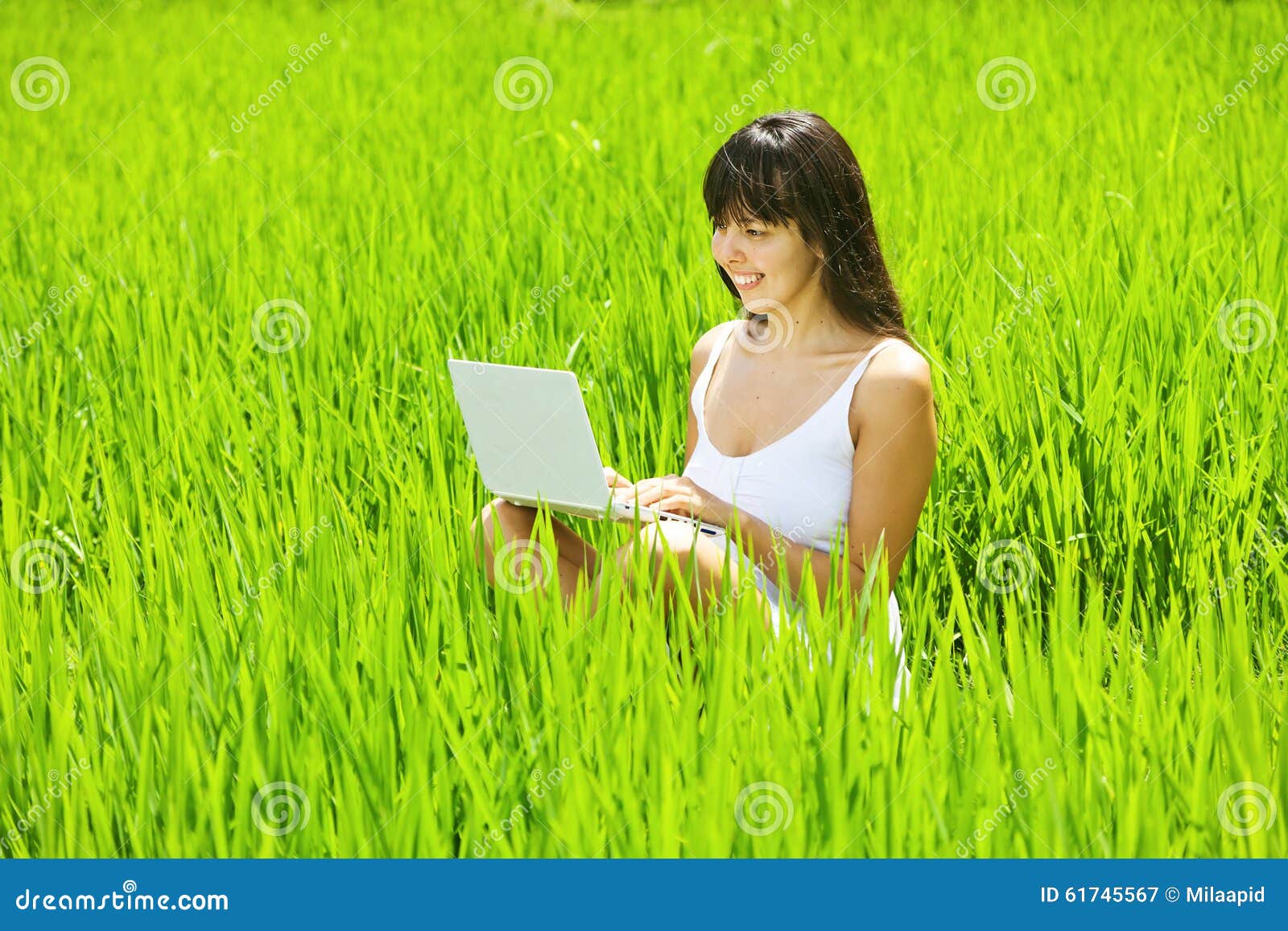 Woman in a meadow stock image. Image of green, business - 61745567