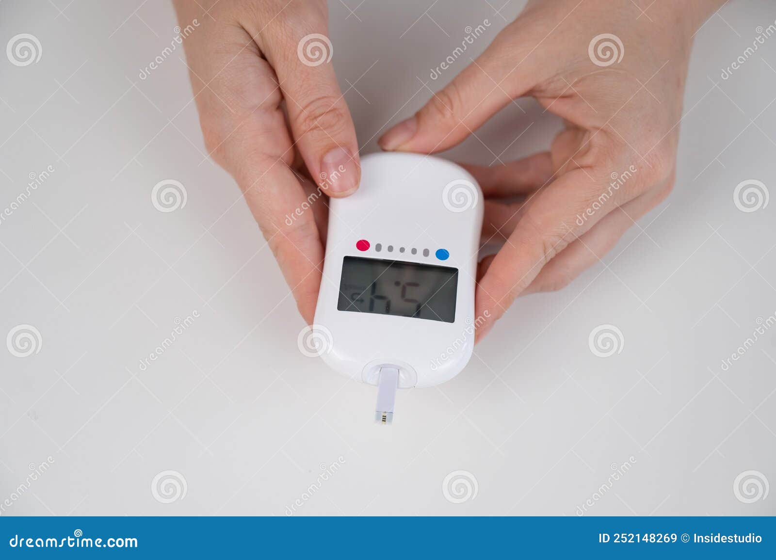 Woman Measures Blood Sugar Level with a Glucometer. Stock Image - Image ...