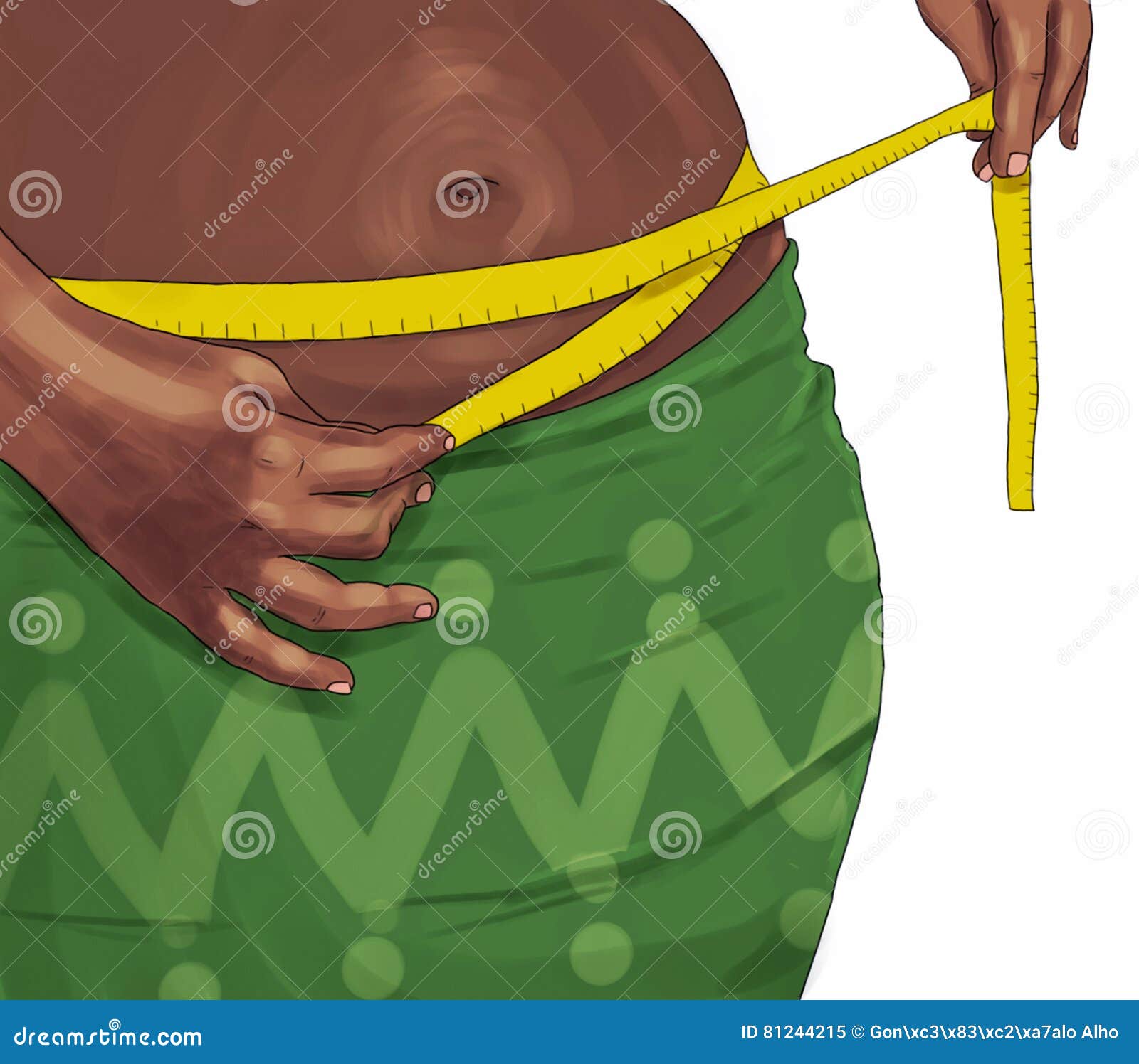 Fat Man And Woman Measuring Their Bellies With Centimeter Meter Tape ...