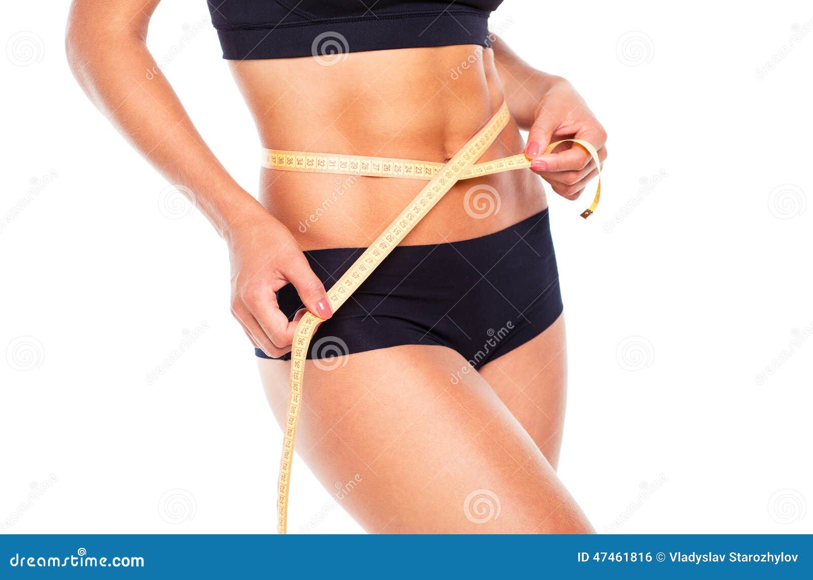 Woman Measuring Perfect Shape Of Beautiful Thigh Healthy Lifestyles