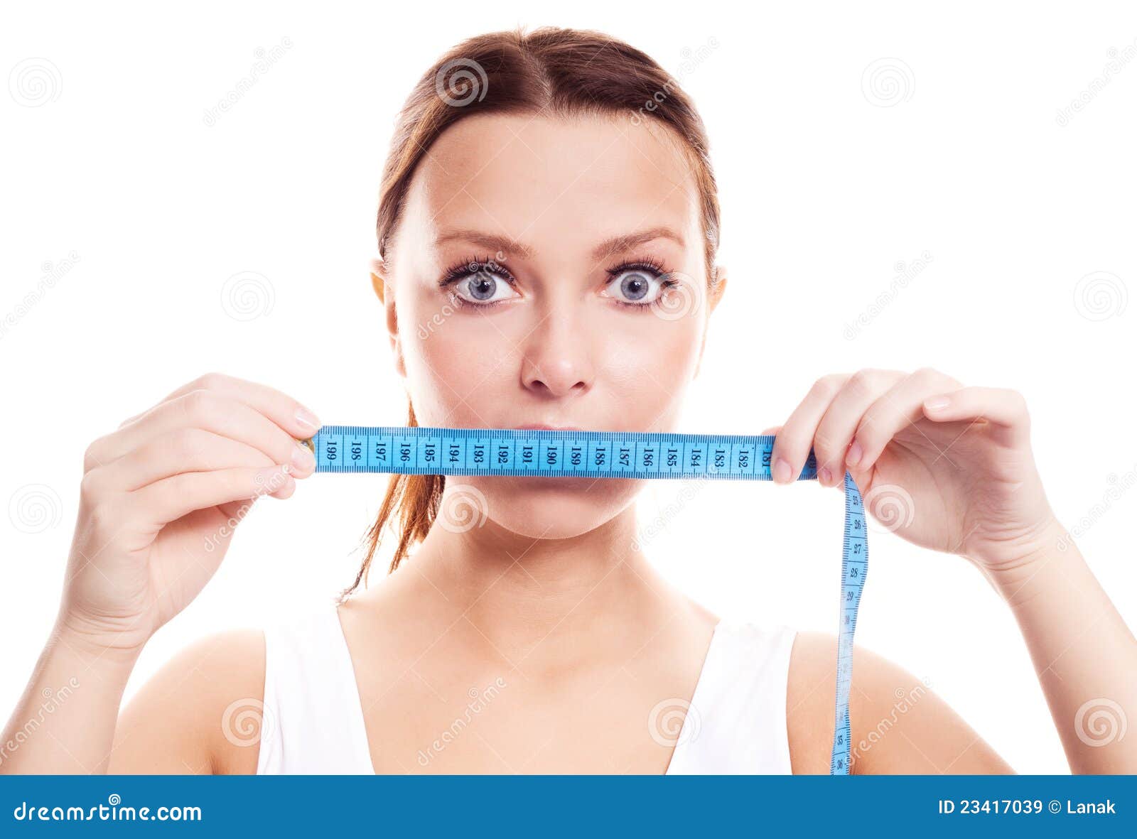 Woman with measuring tape stock image. Image of face - 23417039