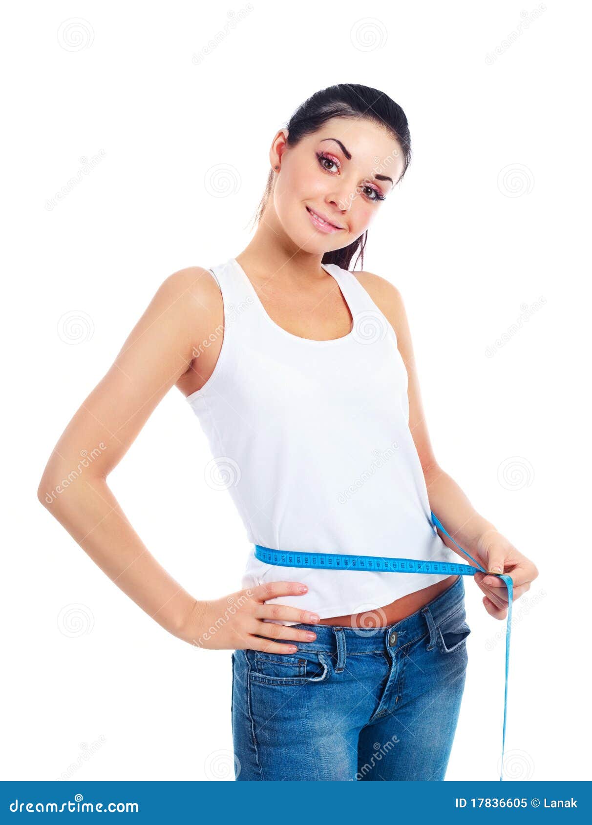 Woman measuring waist stock image. Image of satisfaction - 17836605