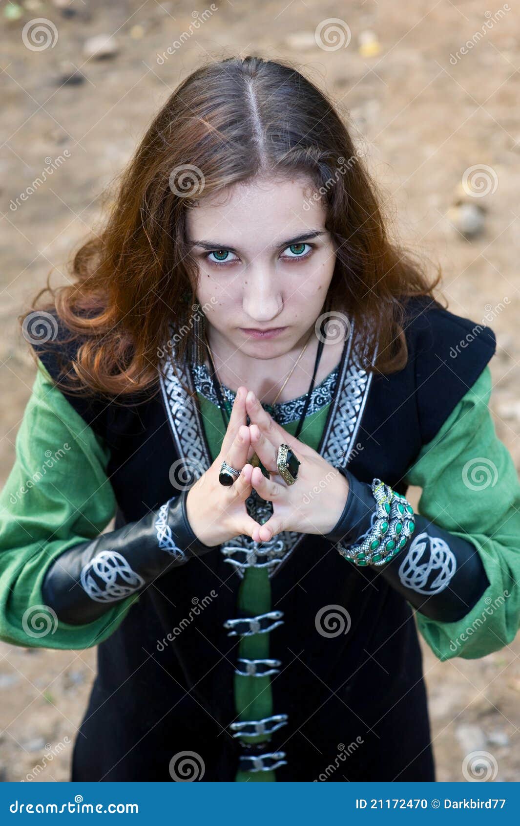 Woman in Medieval Suit with Folded Hands Stock Photo - Image of ...