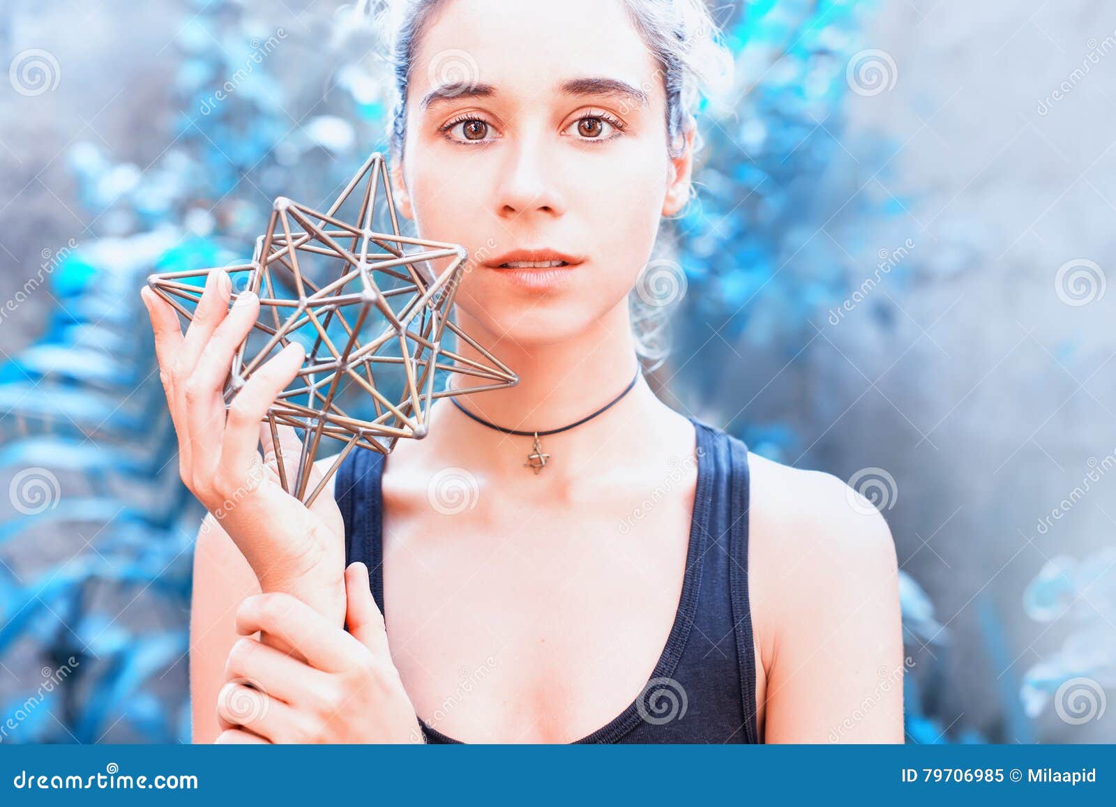 Woman Meditating on Sacred Geometry Stock Image - Image of alchemy ...