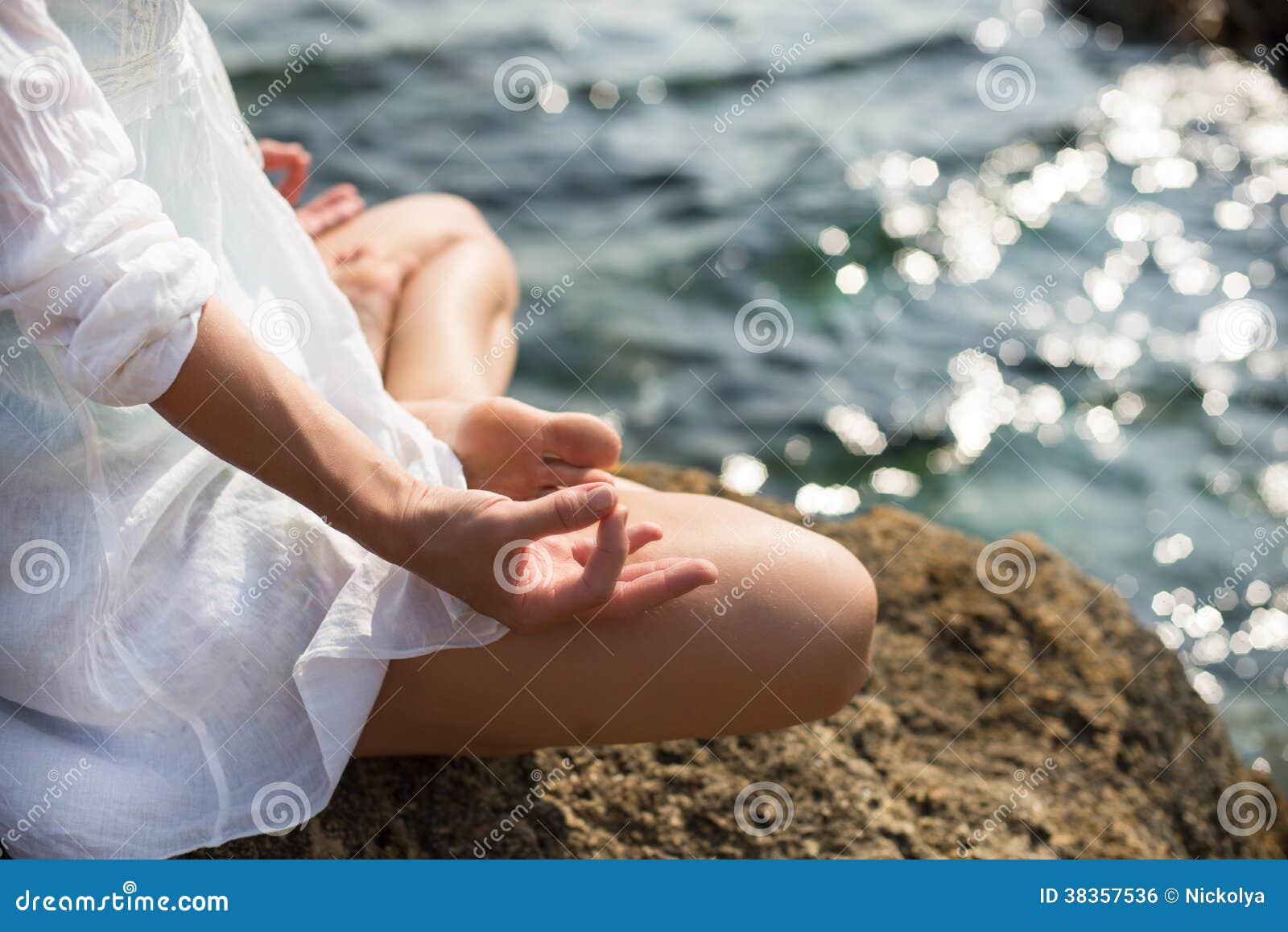 Woman Meditating at the Sea Stock Photo - Image of quiet, equanimity ...