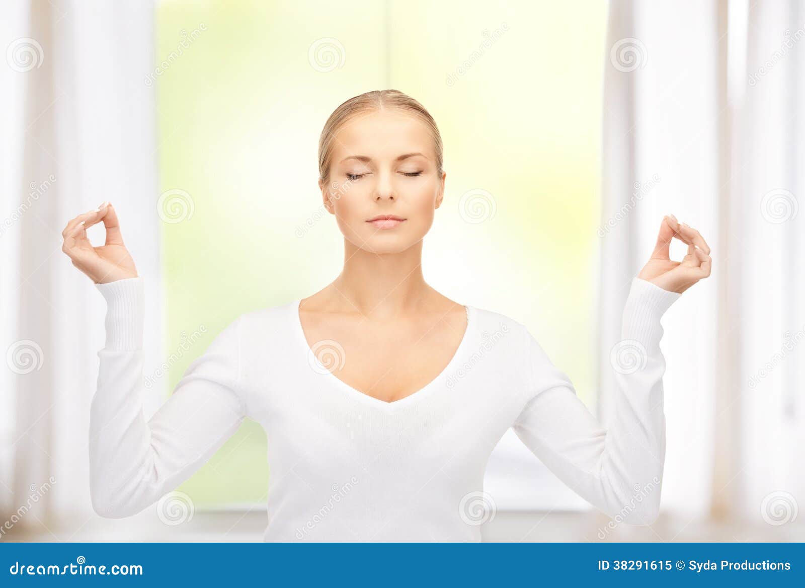 Woman in meditation stock image. Image of hands, closeup - 38291615