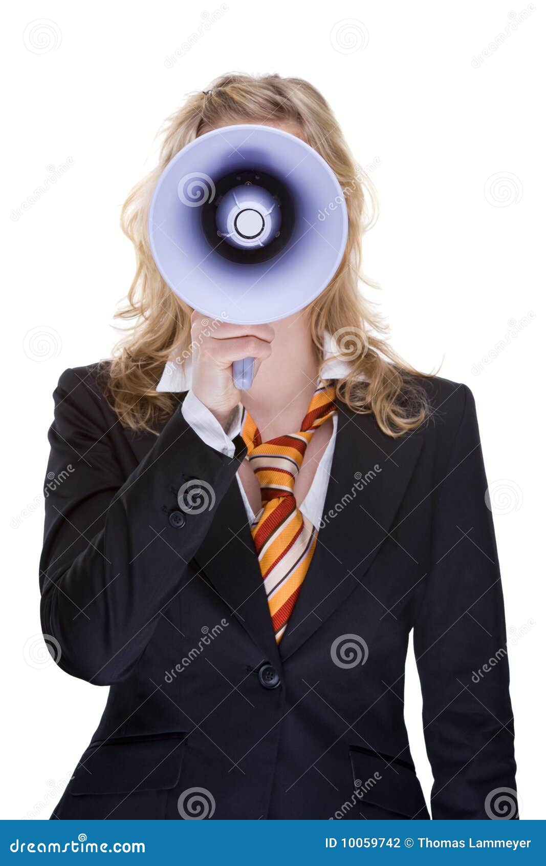 Woman with megaphone stock photo. Image of bullhorn, woman - 10059742