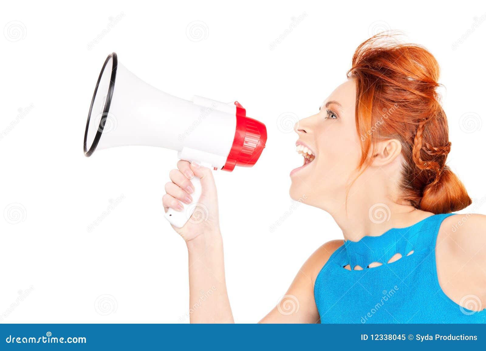 Woman with megaphone stock image. Image of electric, beautiful - 12338045