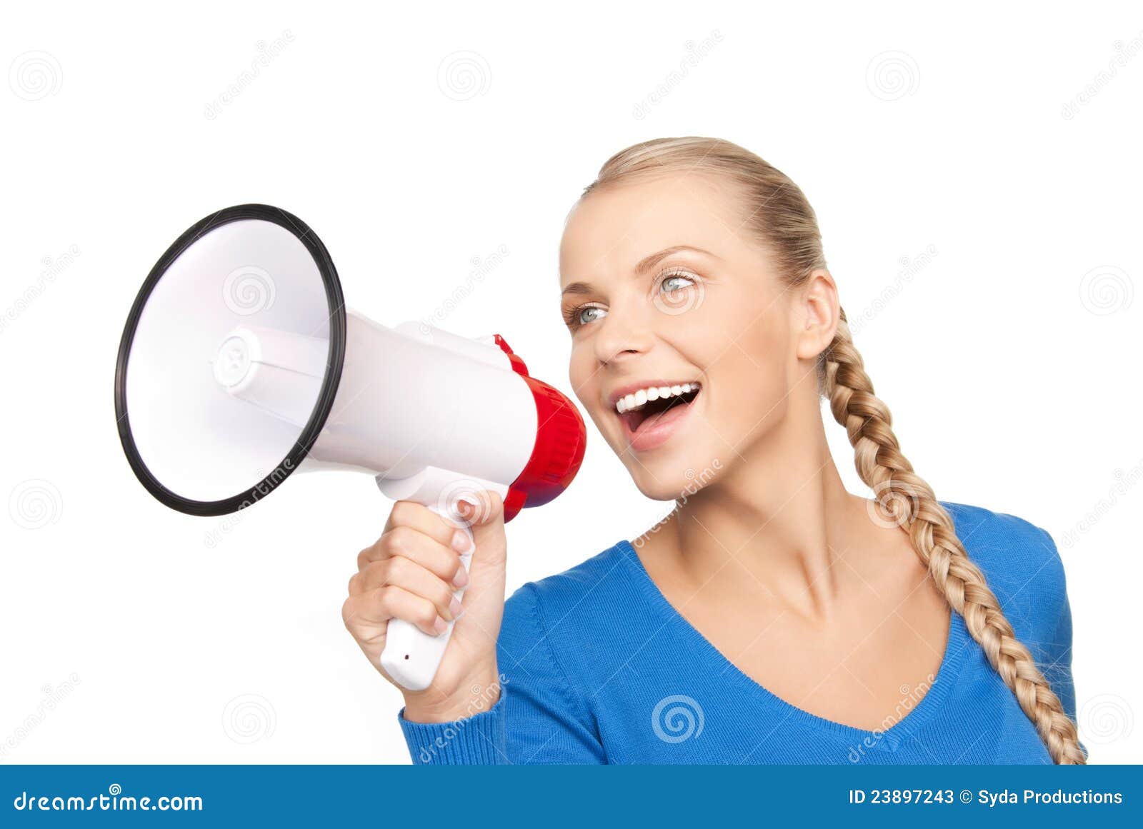 Woman with megaphone stock image. Image of lady, message - 23897243