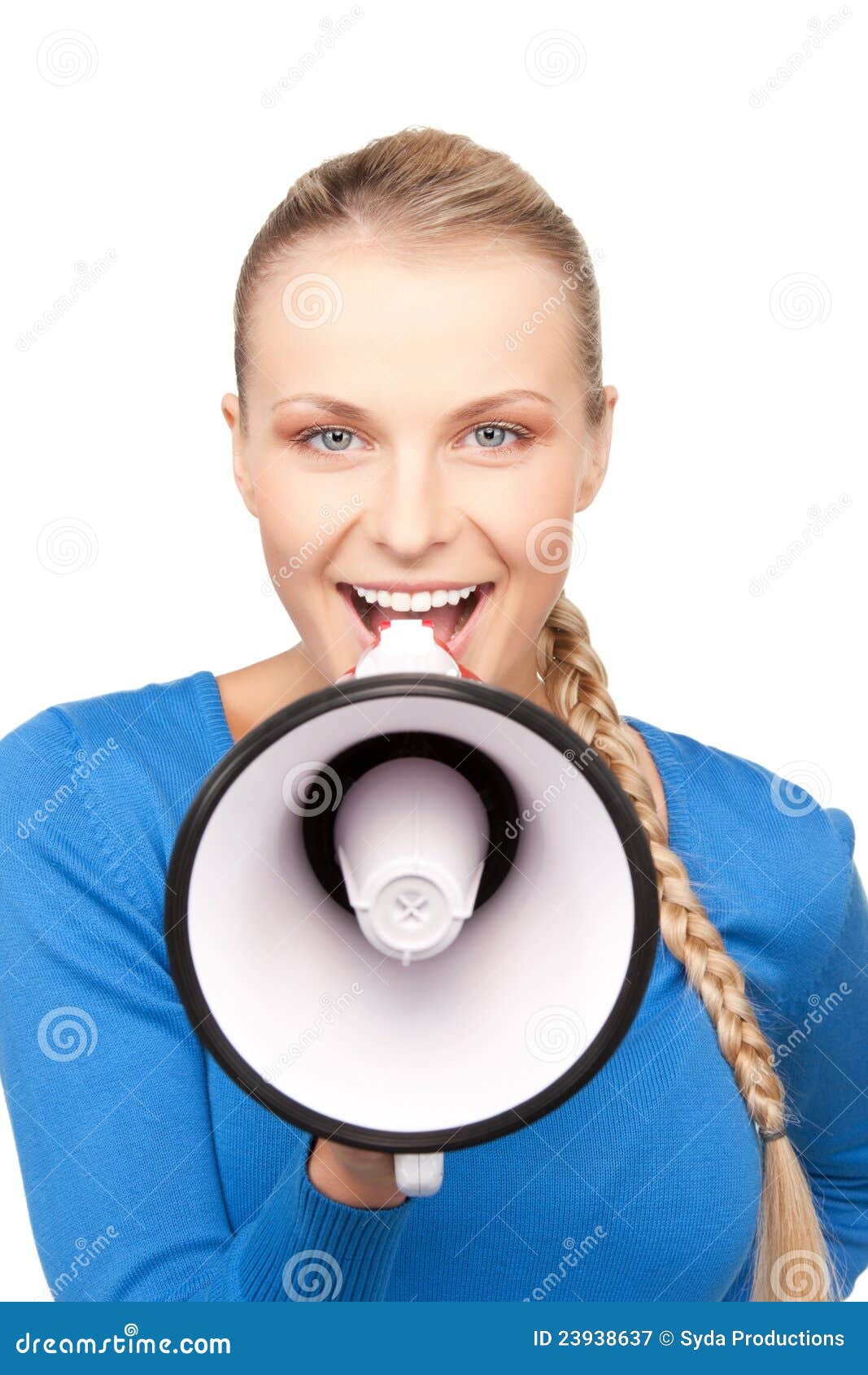 Woman with megaphone stock image. Image of attention - 23938637