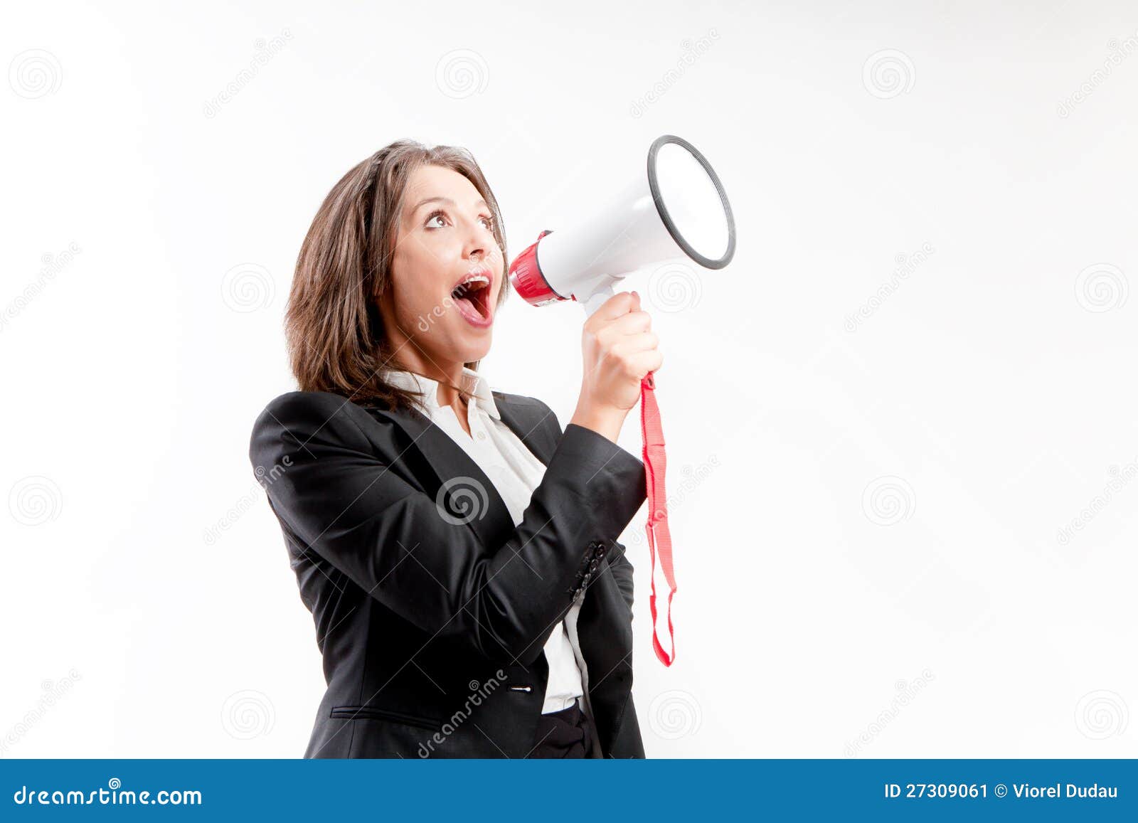 Woman with megaphone stock image. Image of phone, announcement - 27309061