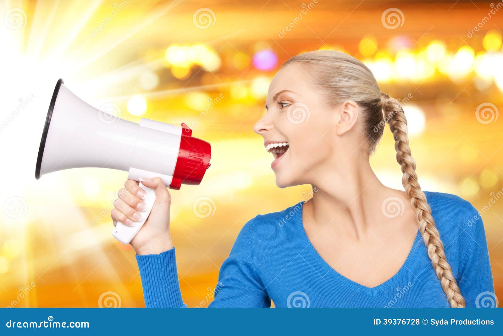 Woman with megaphone stock photo. Image of caucasian - 39376728
