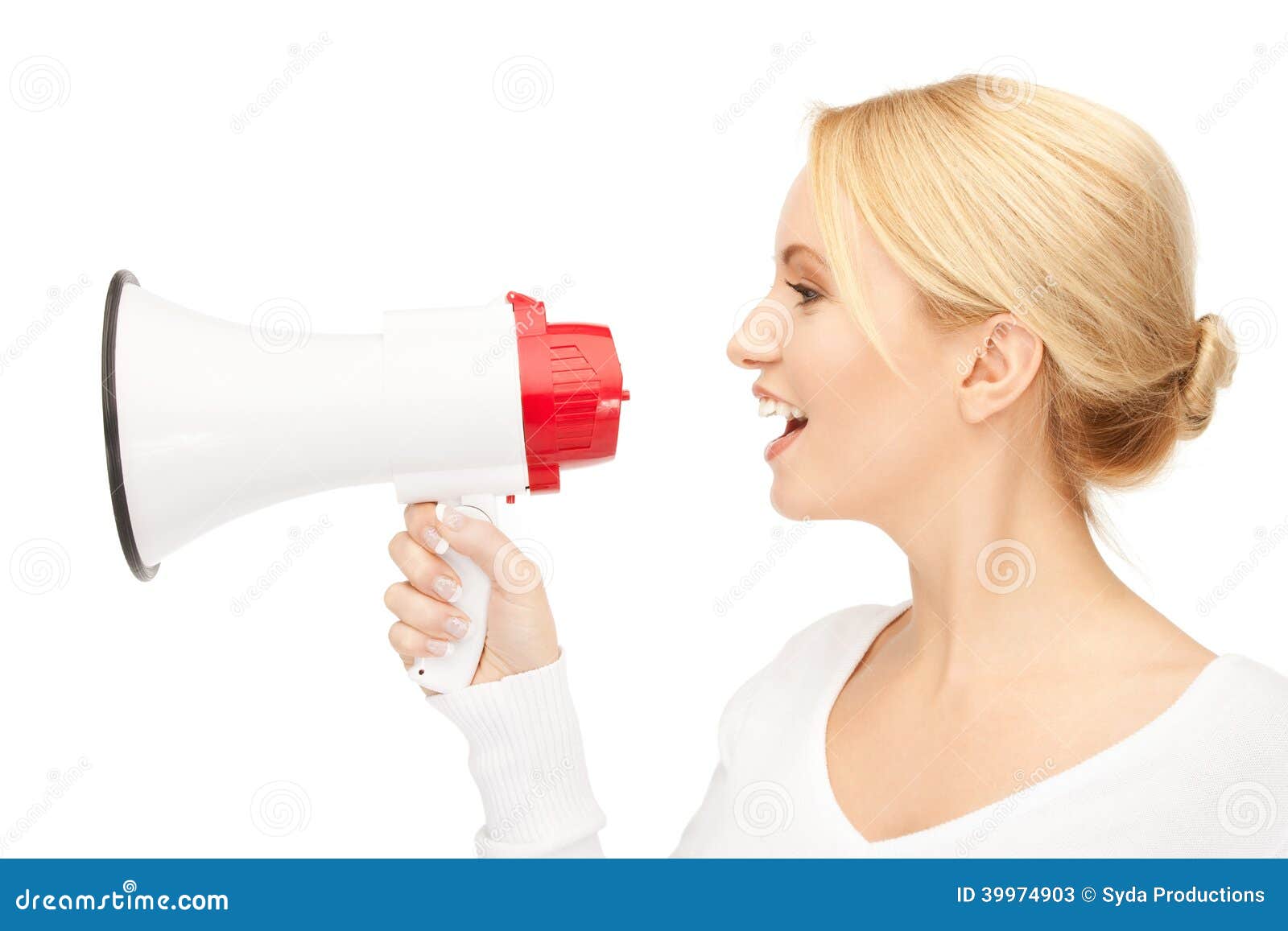 Woman with megaphone stock image. Image of female, lady - 39974903