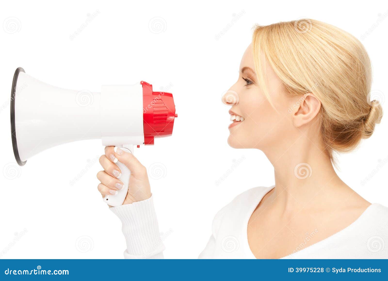 Woman with megaphone stock photo. Image of happy, beautiful - 39975228