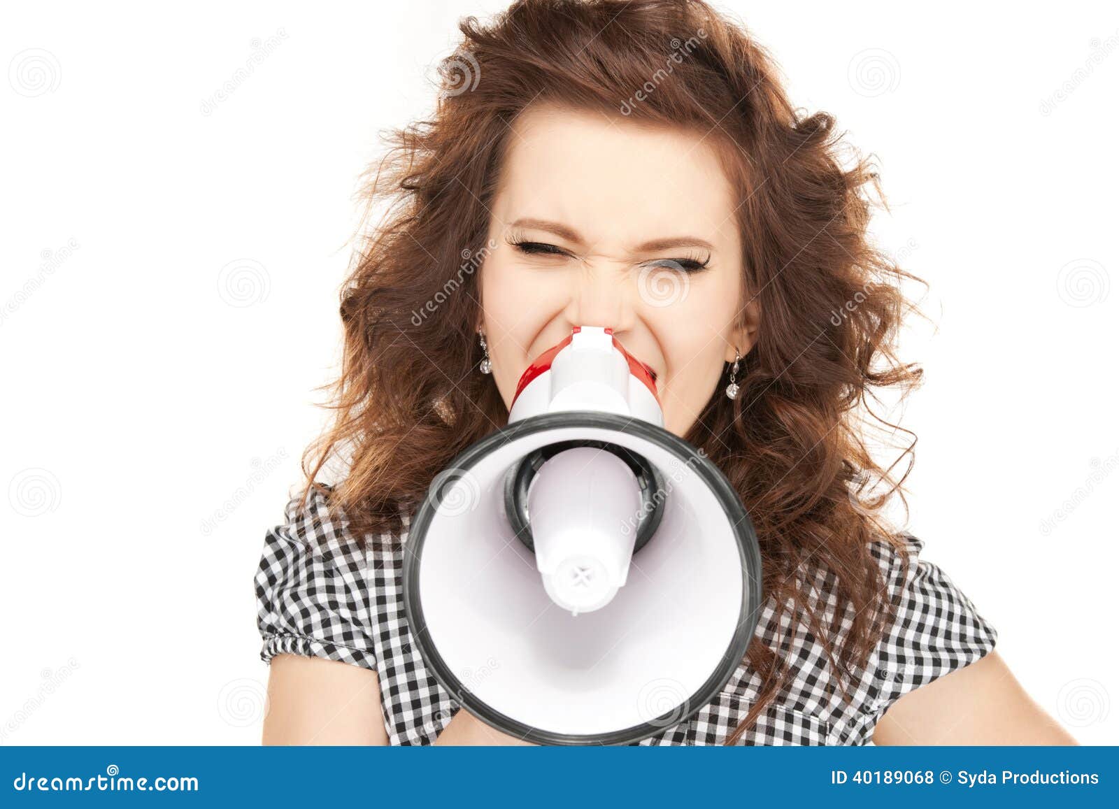 Woman with megaphone stock photo. Image of loudspeaker - 40189068
