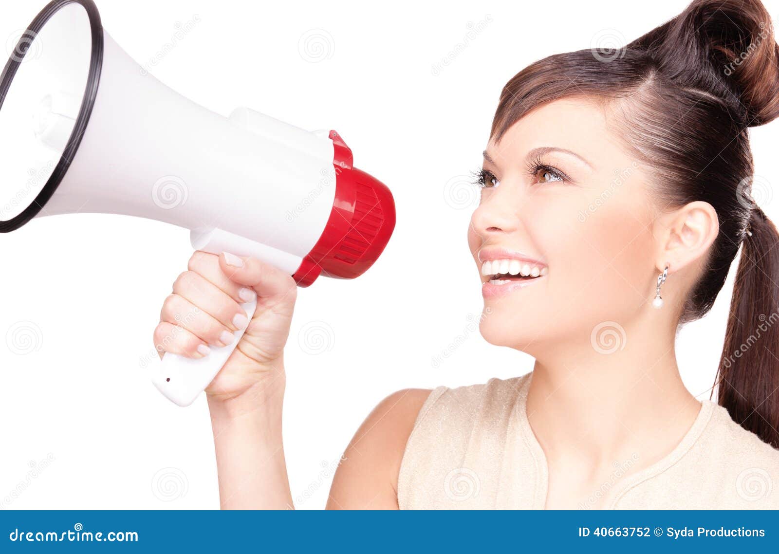 Woman with megaphone stock photo. Image of communication - 40663752