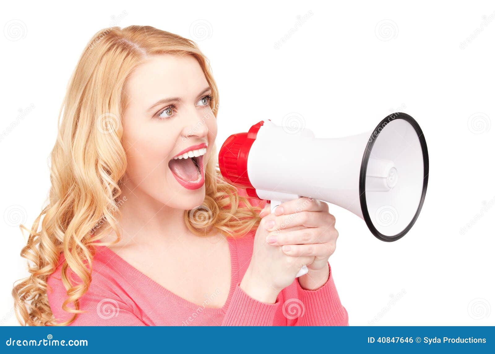 Woman with megaphone stock photo. Image of bright, announce - 40847646