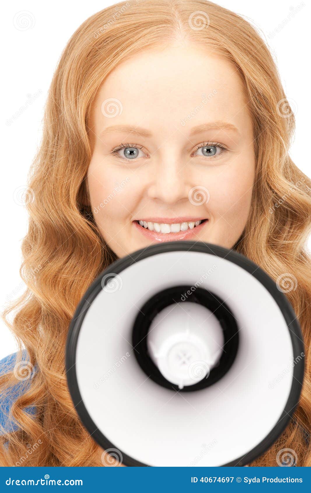 Woman with megaphone stock image. Image of broadcasting - 40674697