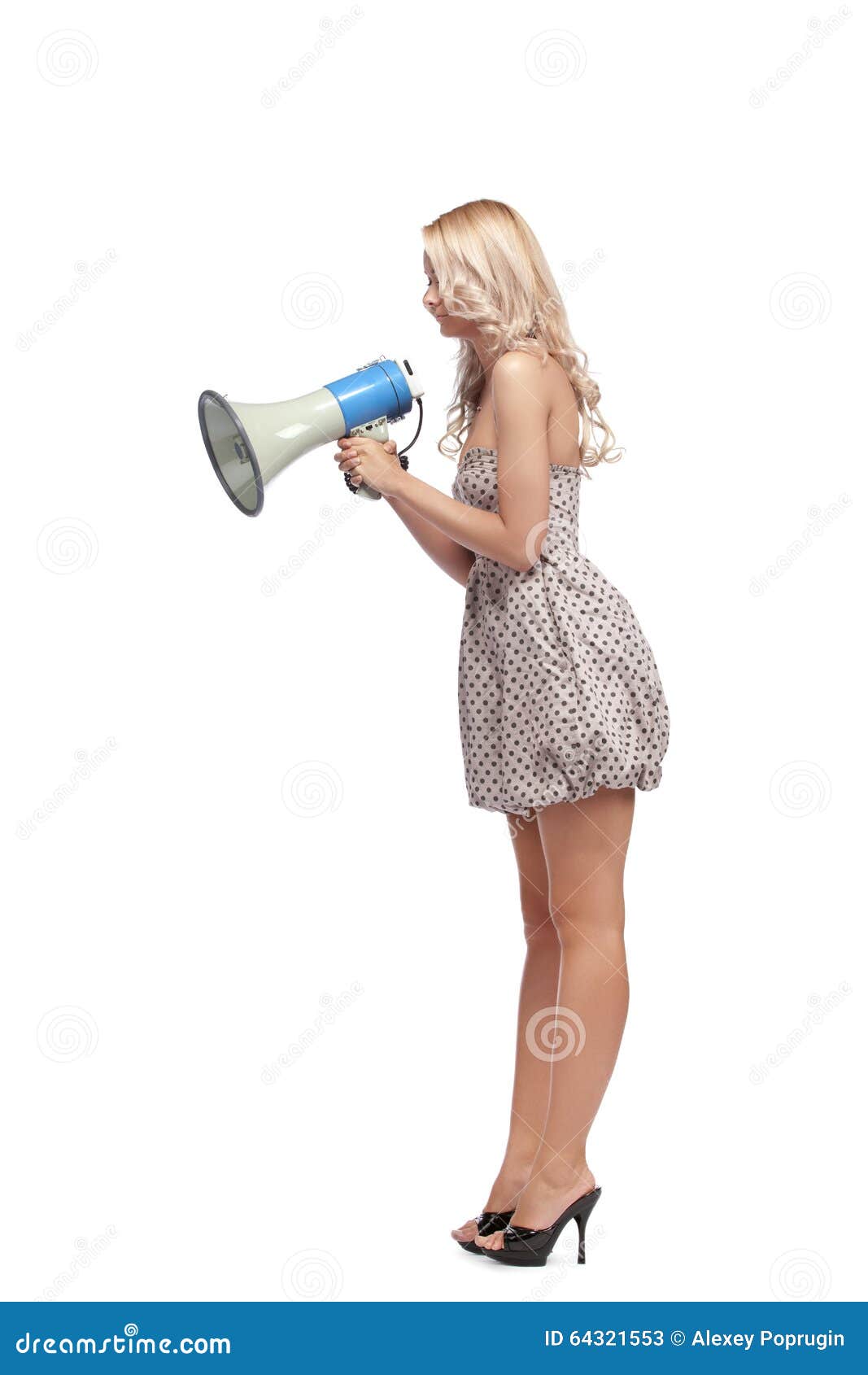 Woman with megaphone stock image. Image of blonde, adult - 64321553