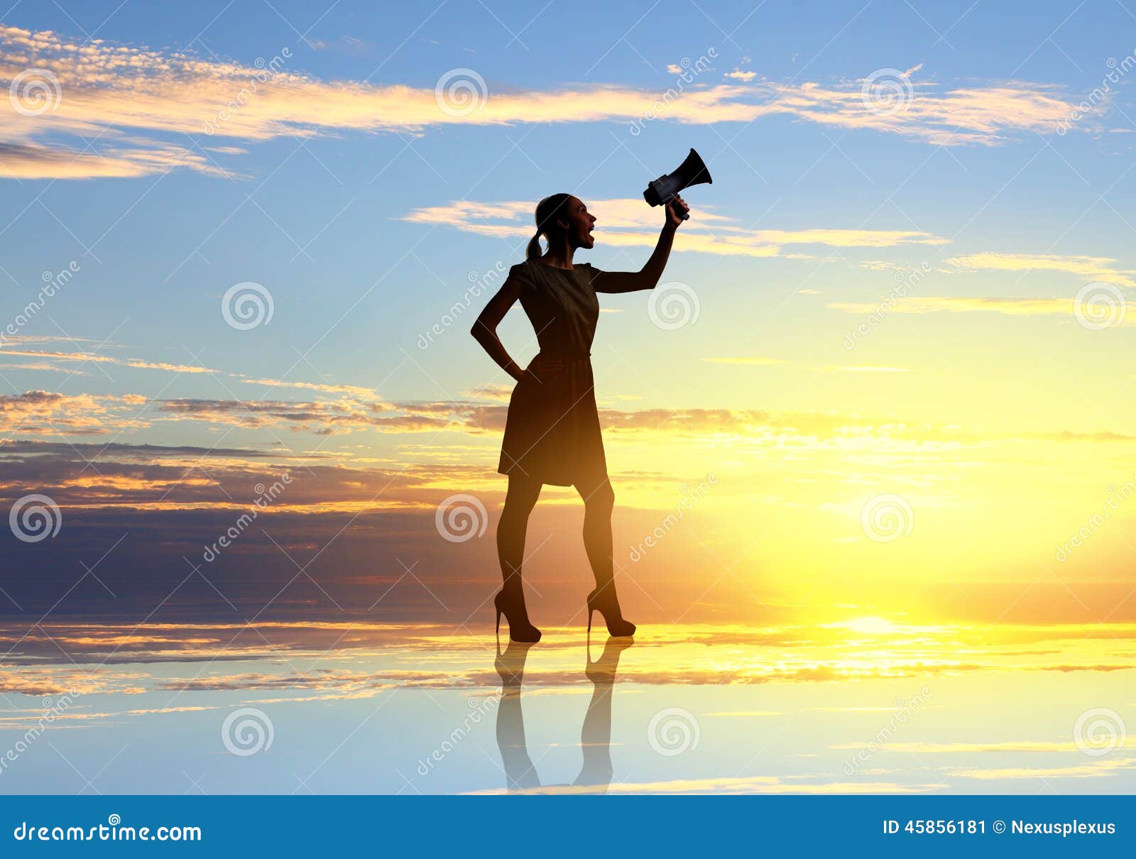 Woman with megaphone stock image. Image of loudspeaker - 45856181