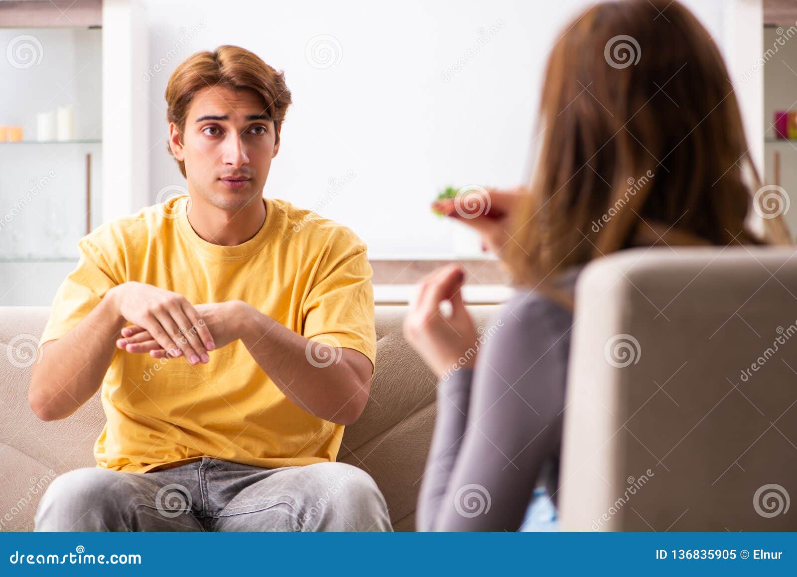 The Woman and Man Learning Sign Language Stock Image - Image of ...