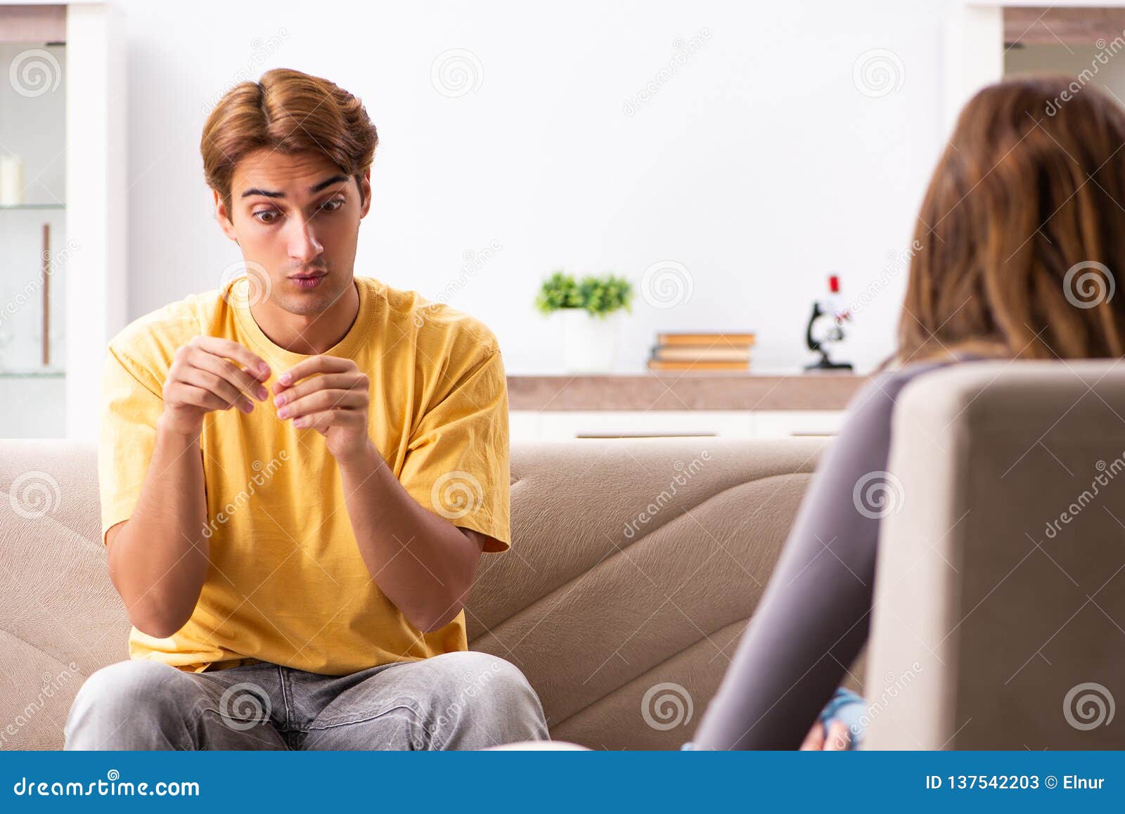 The Woman and Man Learning Sign Language Stock Image - Image of ...
