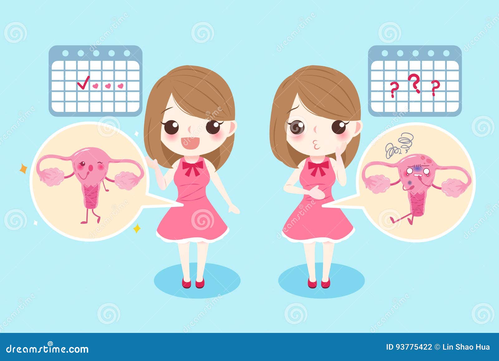 Woman with menstruation stock illustration. Illustration of disease ...