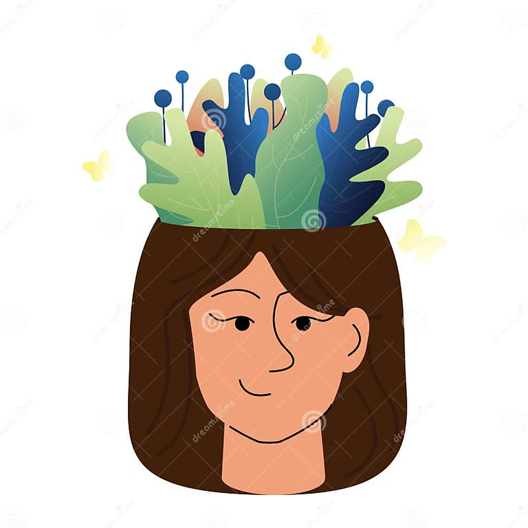 Woman Mental Health Psychology Vector Concept Illustration 2d Cartoon
