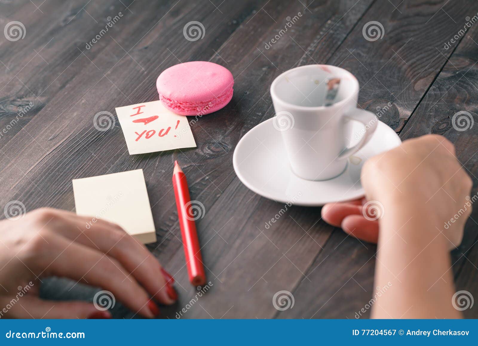Woman with Message of Love and Coffee Cup Stock Image - Image of ...