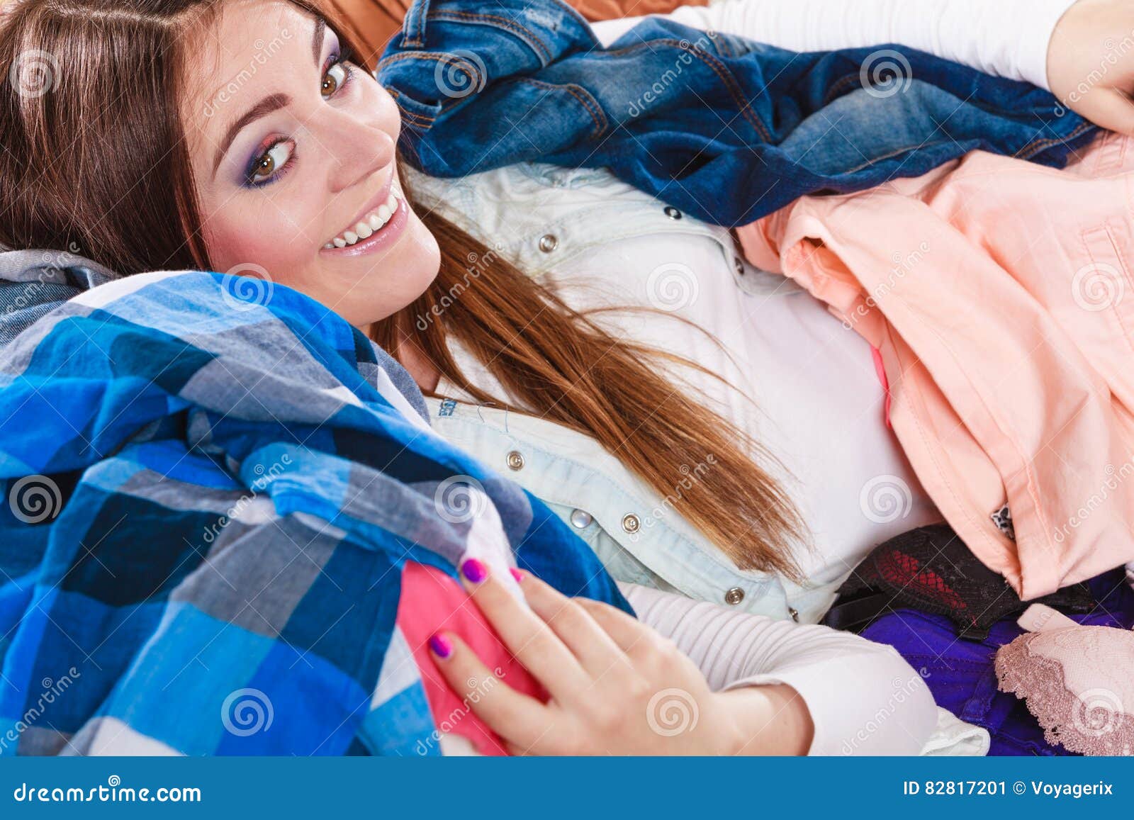 Woman in Messy Room at Home. Stock Image - Image of laundry, mess: 82817201