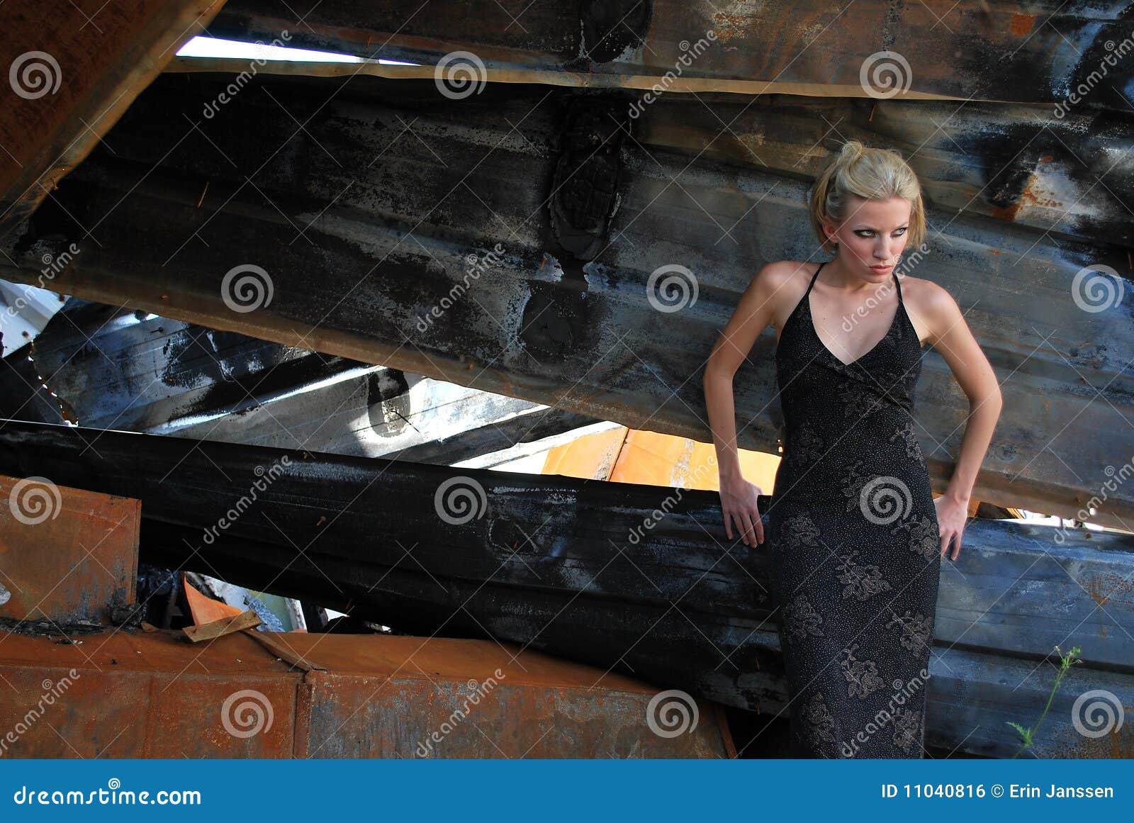 Woman on metal stock photo. Image of dirt, rust, goth - 11040816