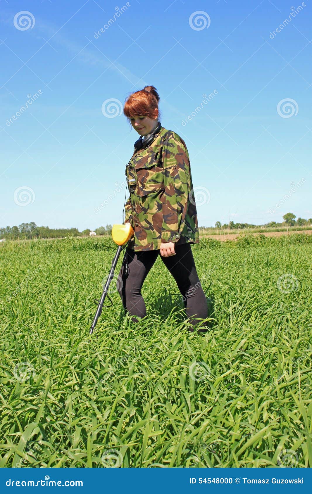 Woman with metal detector stock photo. Image of detect - 54548000